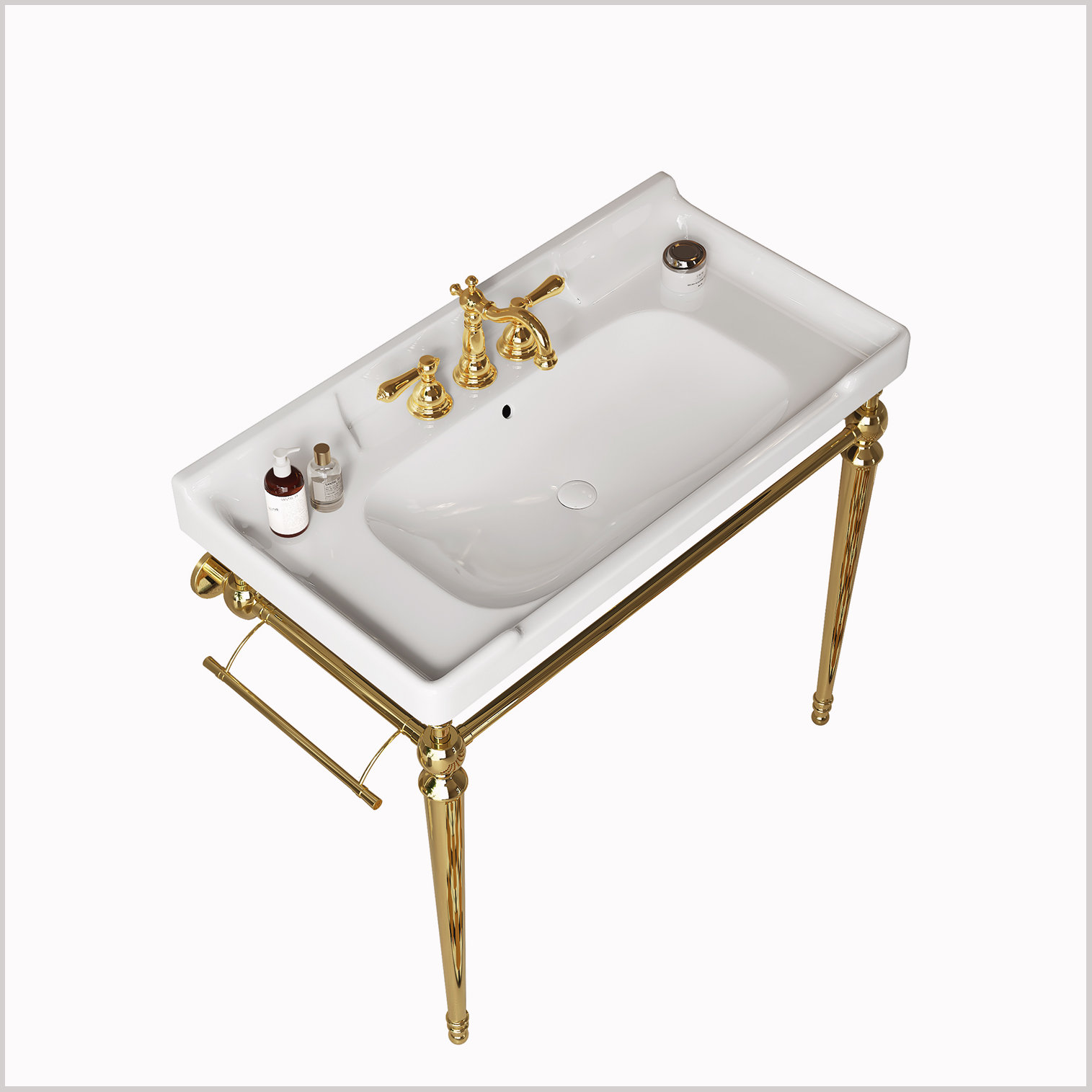 Charlton Home® 36" Bathroom Console Sink, Wall-Mounted Ceramic Vanity Basin with Freestanding ...